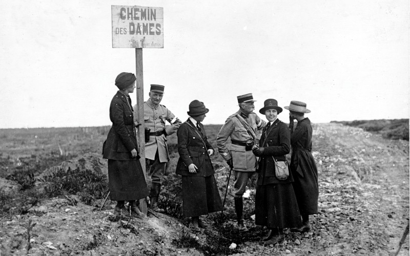 Helen Clay Frick (far left) and fellow Red Cross volunteers visiting a ...