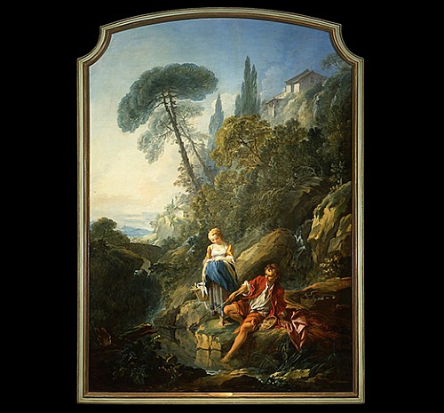 Francois Boucher (French, 1703-1770), Pastorale: A Peasant Boy Fishing ...